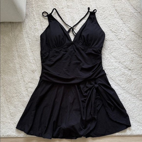 Amazon | Swim | Nwot Amazon Viral Black Ribbed Swim Dress | Poshmark